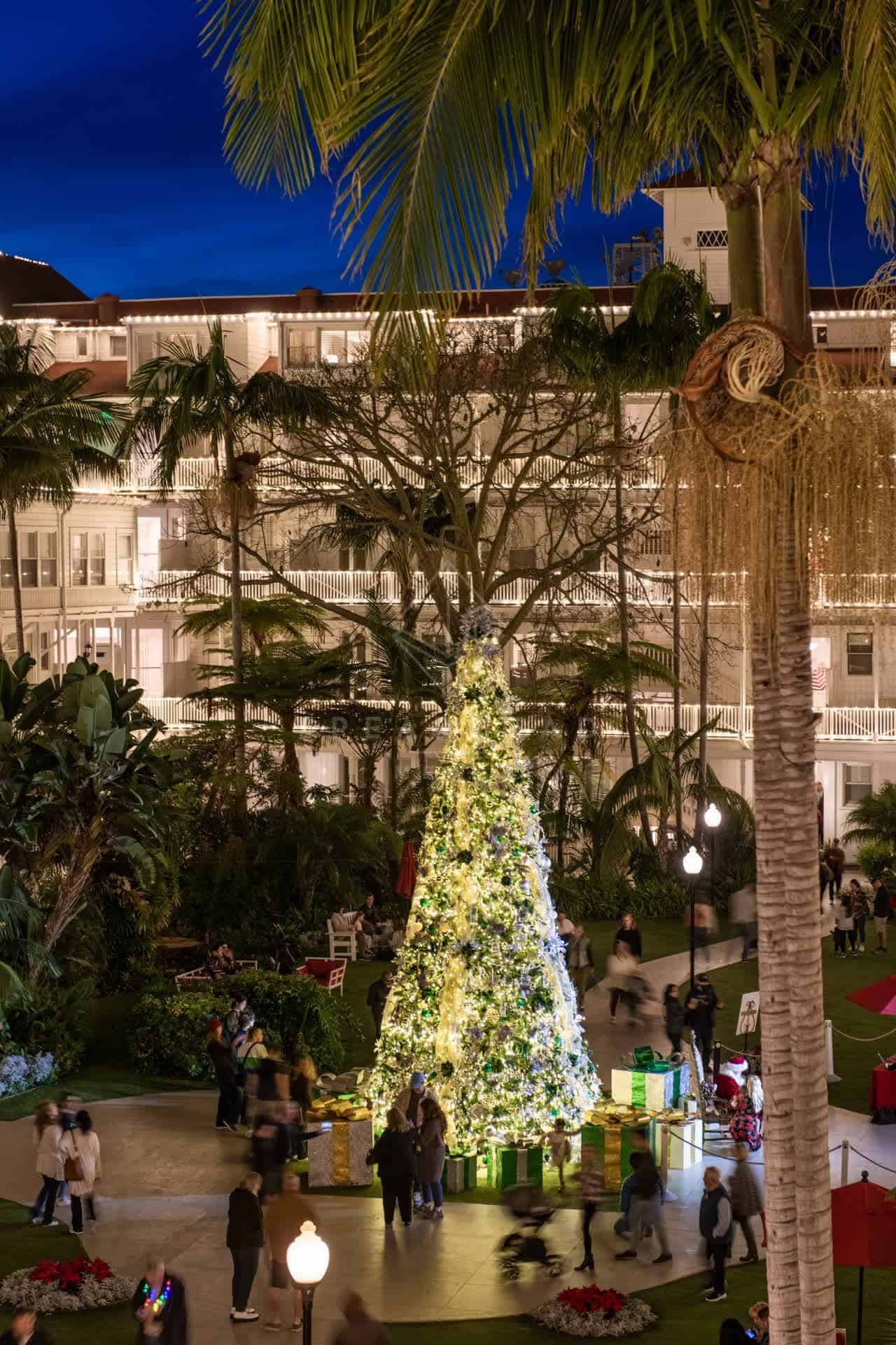 The Hotel Del Coronado with Lights and Decor during the Holidays and ...